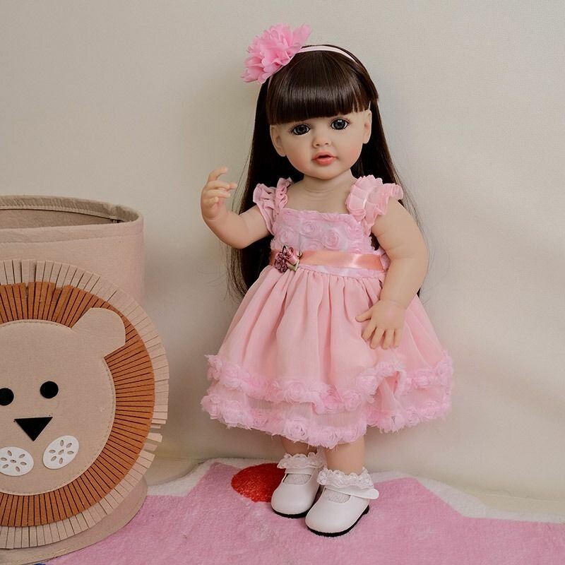 22 дюймов 55 см Новорожденный ребенок Reborn Girl Betty Кукла Реборн, виниловый корпус, голубые глаза