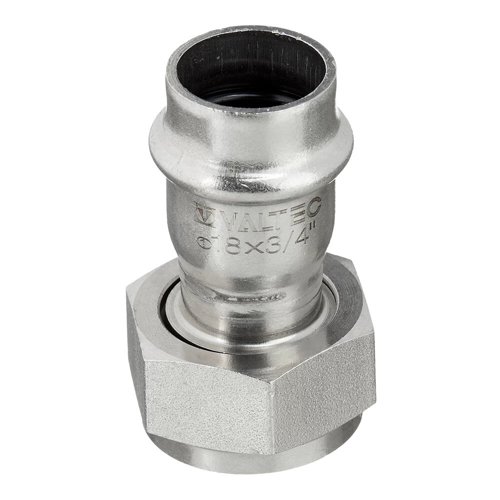 Соединитель Valtec (VTi.908. I.001805) 18 мм х 3/4 ВР(г) нержавеющая сталь с накидной гайкой Valtec VTi.908. I.001805