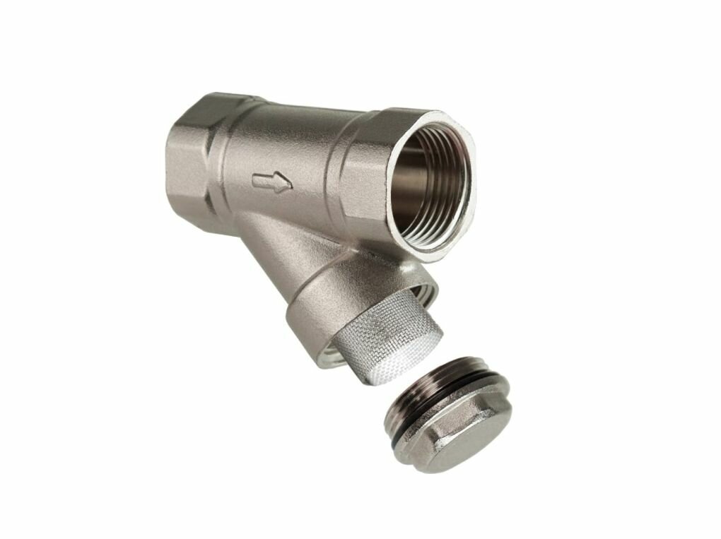 Фильтр, латунь, внутренняя/внутренняя резьба, 1/2"х45°, никелированный, RTP