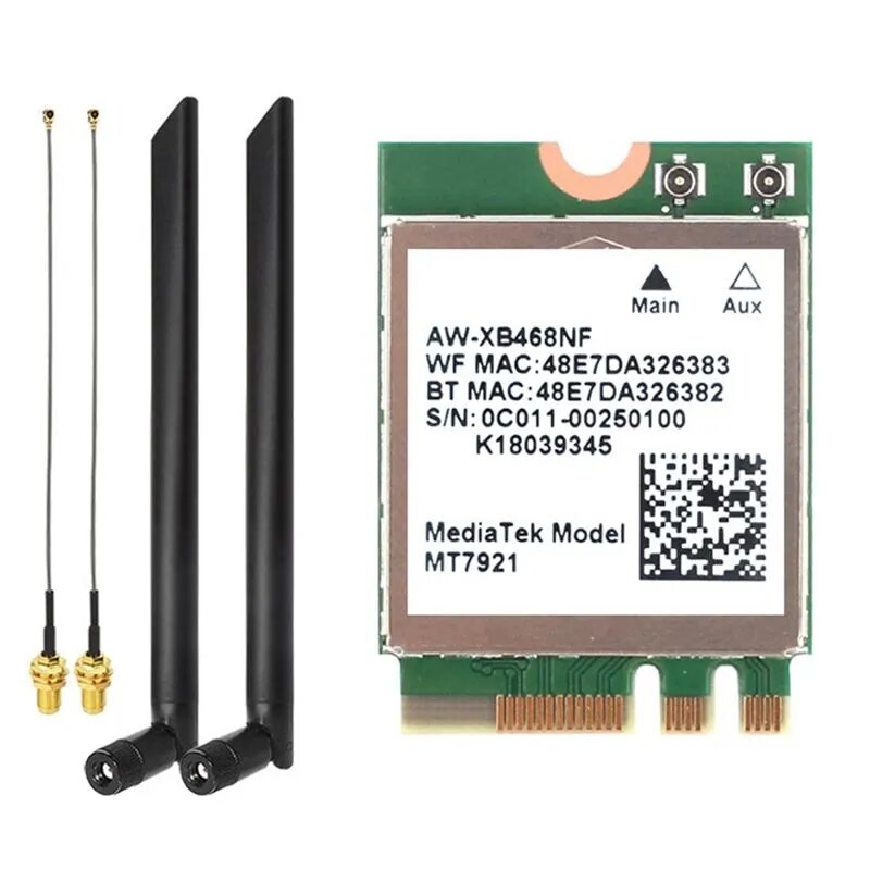 (T B A J) MT7921 WIFI6 2.4G 5G Гигабитная сетевая карта Настольный компьютер Ноутбук Встроенная беспроводная с внешней антенной