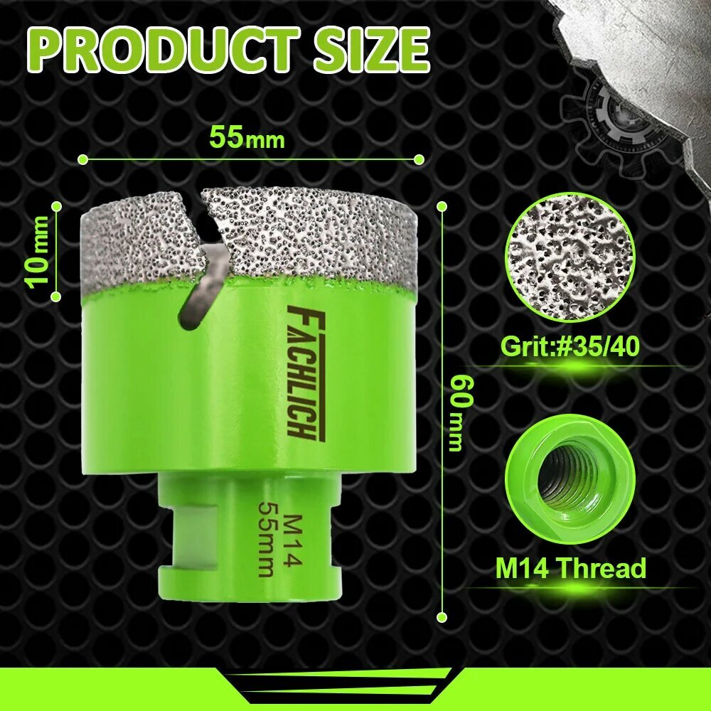 Сверла-коронки FACHLICH 6-150 мм для сухого сверления 2pcs, 55mm