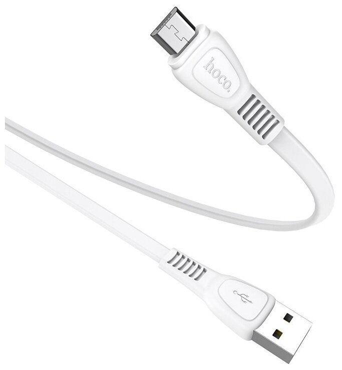 Кабель USB - микро USB "HOCO X40 Noah" 1м, плоский, 2.4A, силикон, цвет: белый