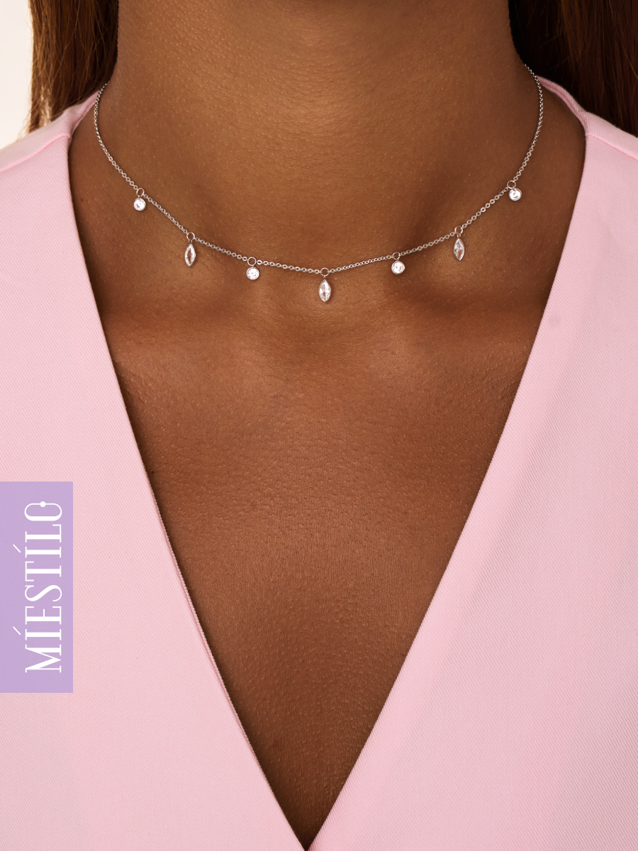 Колье, серебро, 925 проба, родирование, фианит