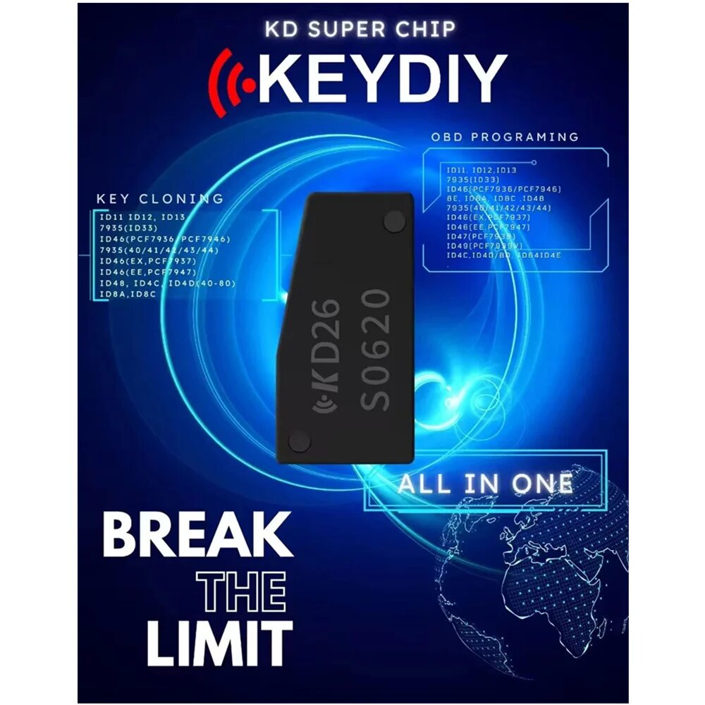 Суперчип KEYDIY D26 поддерживает поколение 8A 8C PCF7935 PCF7936 ID46 ID47 ID48 ID49 ID4D для 20PCS