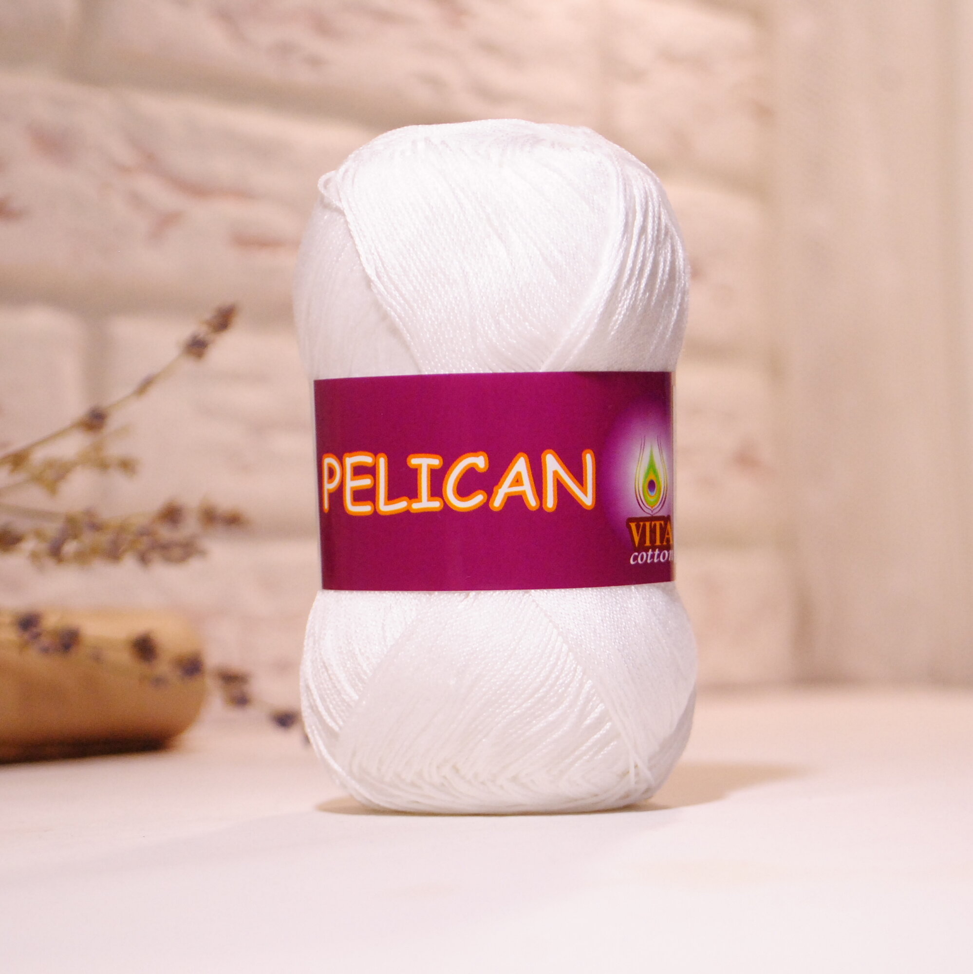 Пряжа Vita Cotton Pelican, хлопок мерсеризованный 100%, 3951 белый, 50 г, 330 м