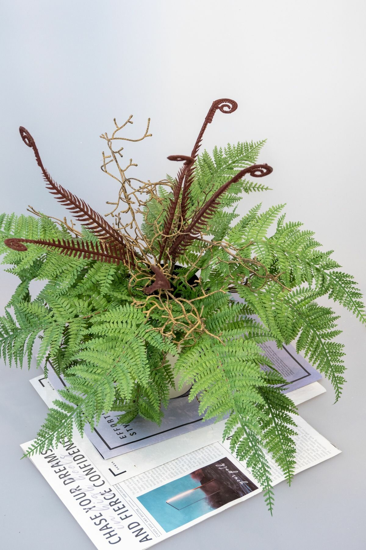 Папоротник искусственный премиум для декора интерьера в кашпо на улицу 45 см цветы для сада