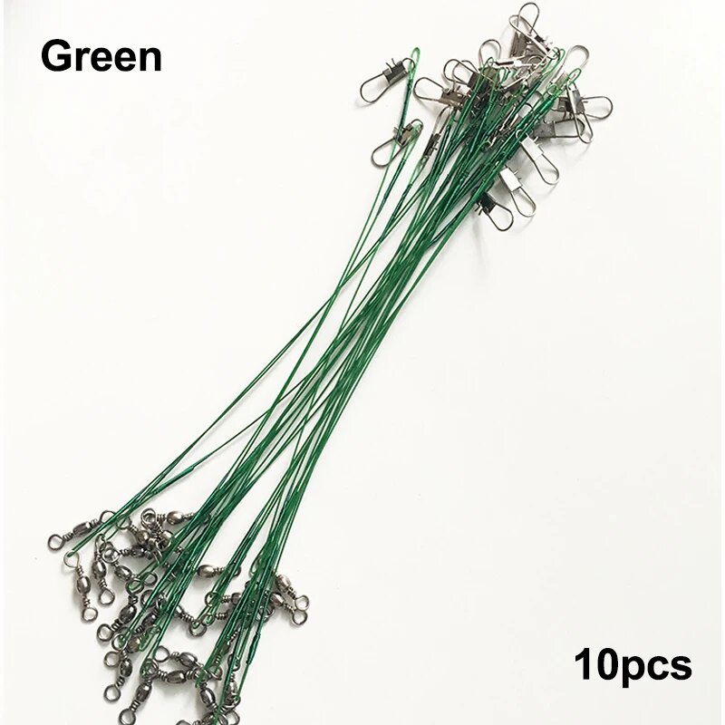 Набор усиленных поводков для рыбалки Peace 10 шт, 15 см, 125 фунтов Зеленый, Green 10pcs