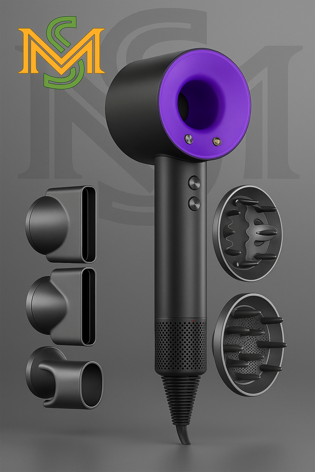 Фен для волос Фен с ионизацией Профессиональный фен Стайлер для укладки и выпрямления волос 5 в 1 фиолетовый