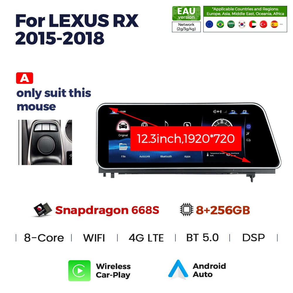 MEKEDE Снапдрагон 668S 12.3-дюймовый 2дин Android автомагнитола Стерео 8GB+256GB Для A 668S 8G-256G