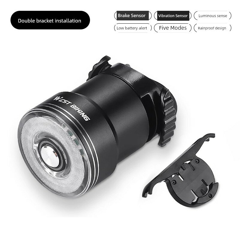 Двойное крепление USB-зарядка задний велосипедный фонарь, компактный и легкий, 7 режимов, высокая яркость, длительная