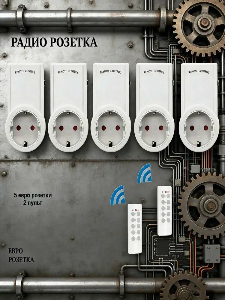 Радиоуправляемые розетки 5 шт 2 пульта беспроводные розетки с пультом дистанционного управления 433 МГц для дома, комплект для освещения и бытовой техники