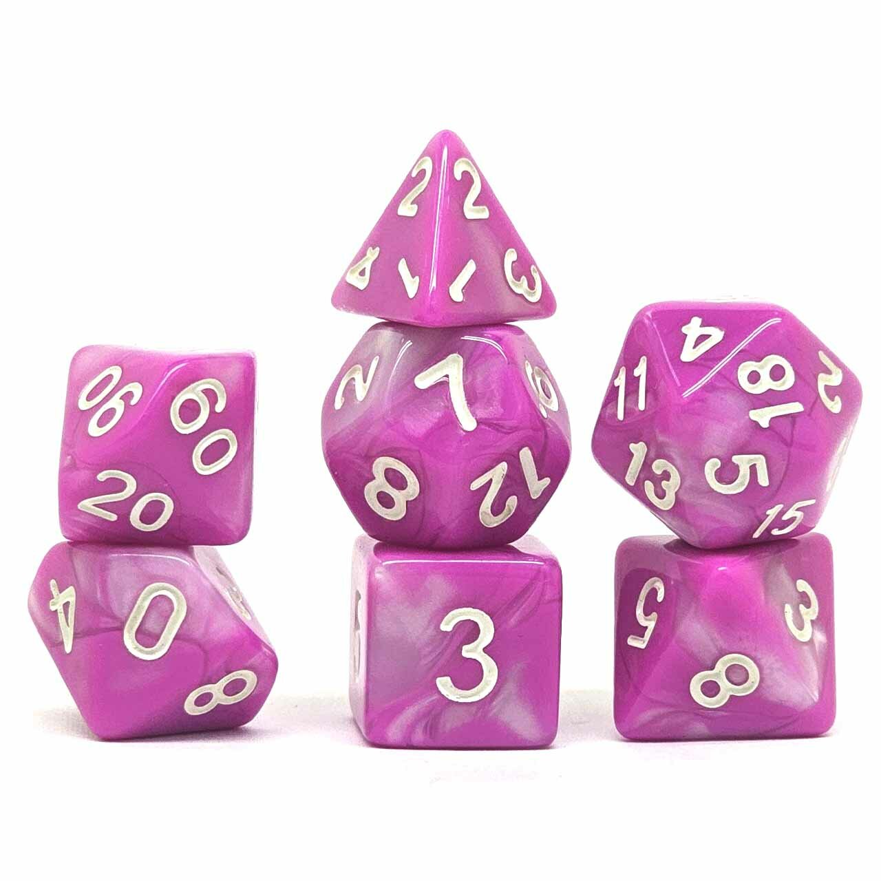 Кубики ДнД (7 шт) Дайсы для DnD RPG Розовые