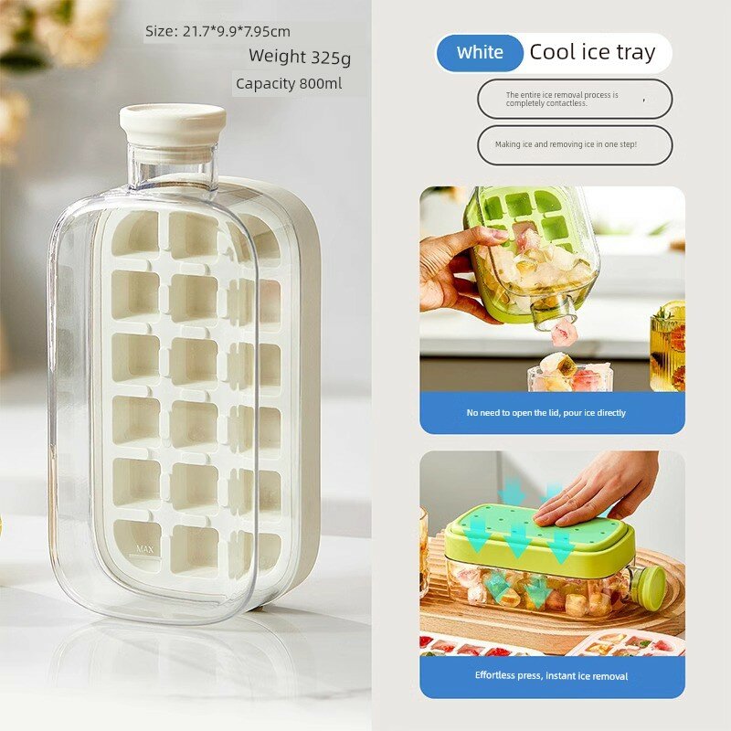 Слоновая кость 18-секционная пресс-выпускная форма для льда, удобный кубок, 1-кнопочное управление, летний аксессуар