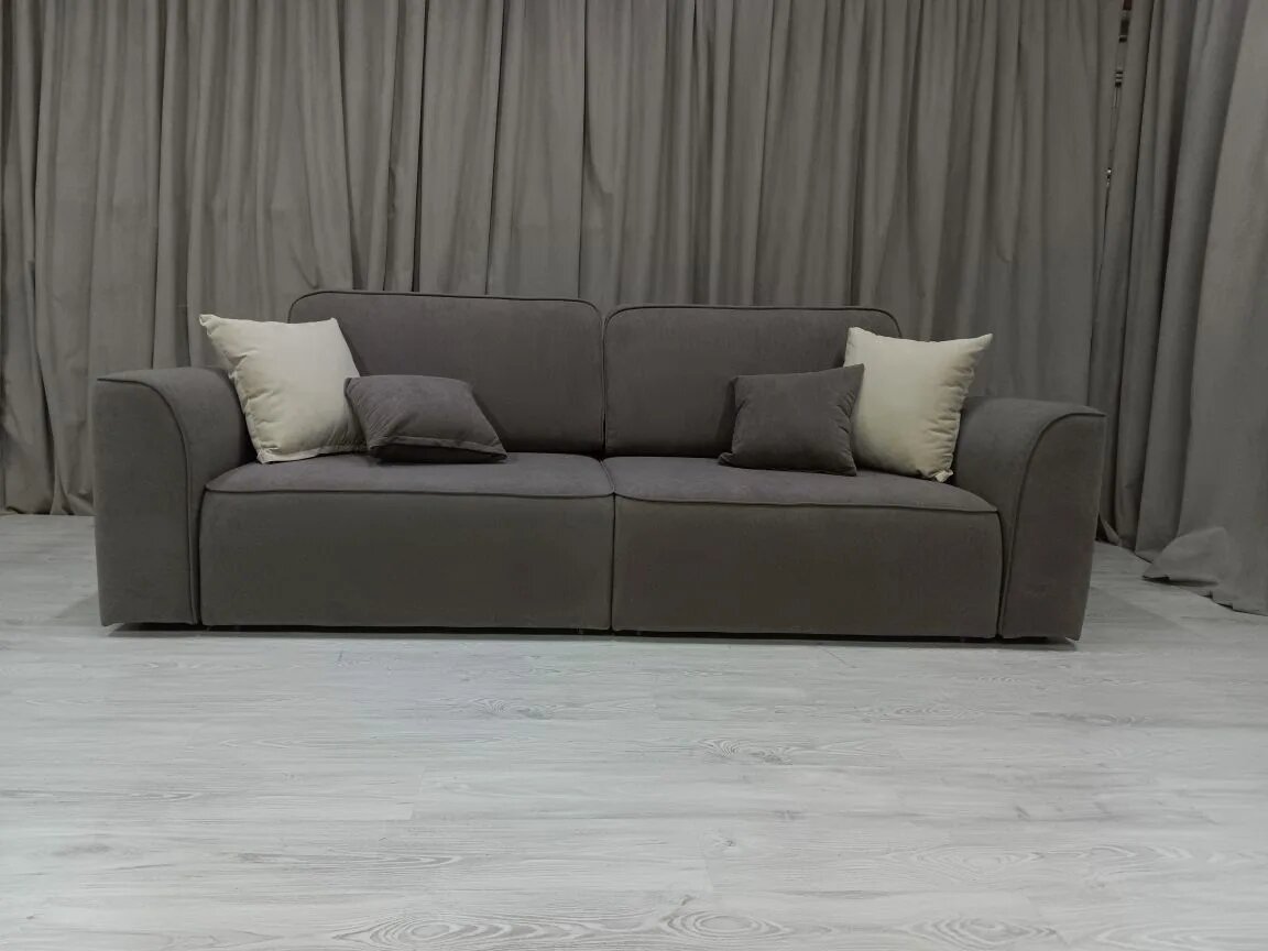 Pooh Диван-кровать прямой Сиэтл (King) velour Stone,251*116*86, Независимый пружинный блок