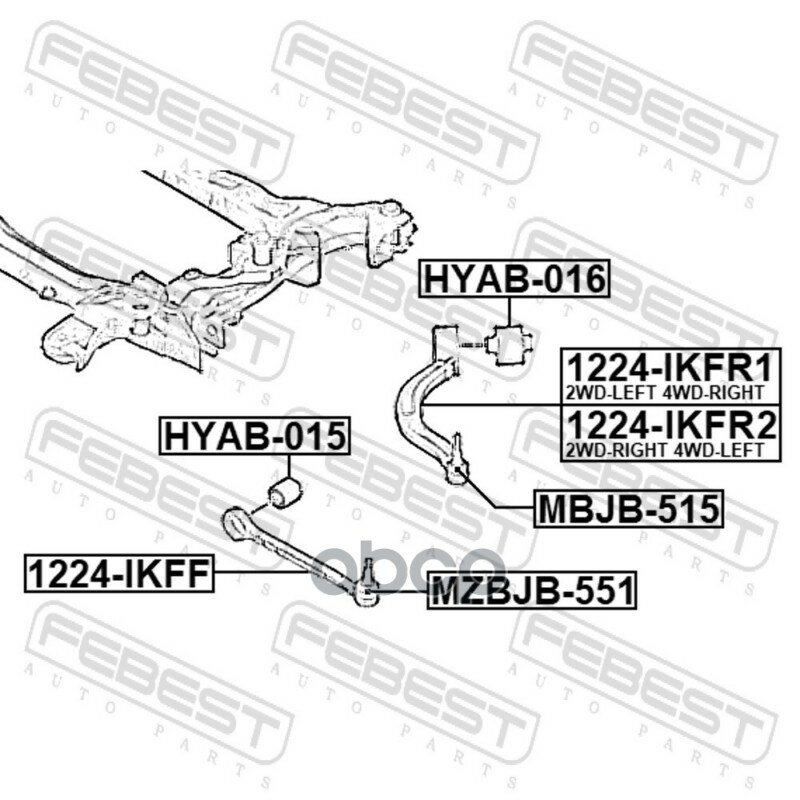 Сайлентблок переднего нижнего рычага! Hyundai G70 17> Febest арт. HYAB016