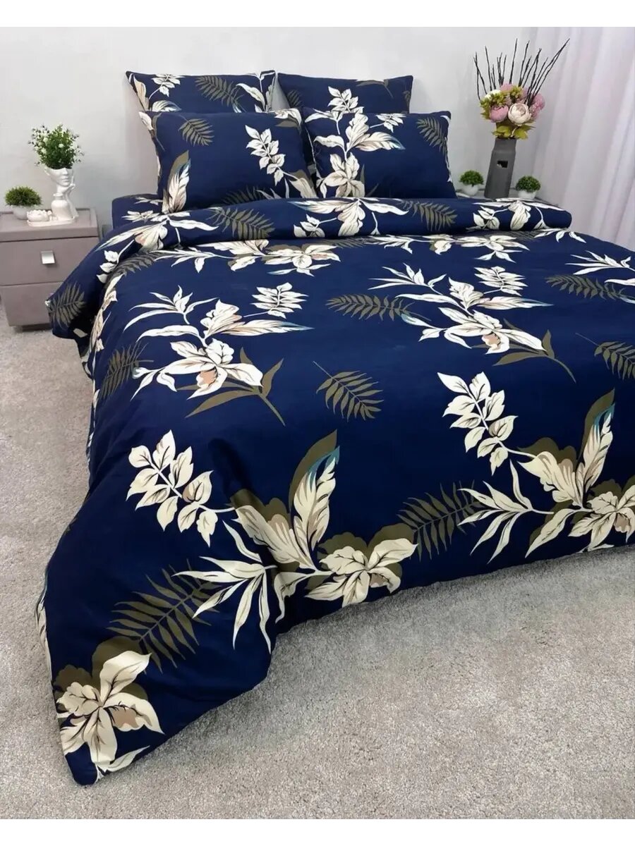 Двуспальный Евро комплект постельного белья "Наполняш Home", хлопок 100%, бязь, плотность 105 г/м2