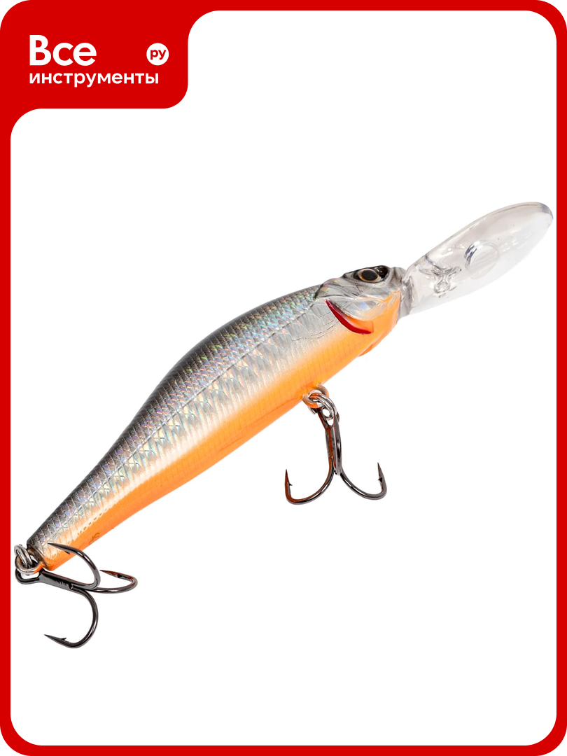 Воблер Strike Pro Archback Deep 80SP Black Silver, нейтральная плавучесть, система дальнего заброса, шумовые эффекты