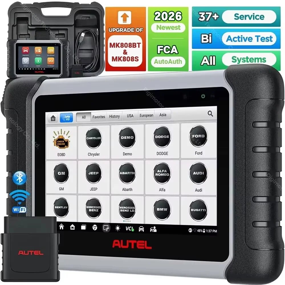 Автосканер Autel MaxiCOM MK808BT Pro, диагностический инструмент Bluetooth OBD2, считыватель кодов неисправностей автомобиля, 3000+ тестов, аналог MK808KBT MK808S