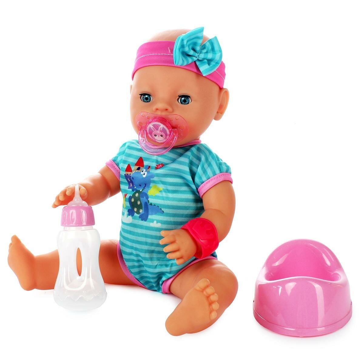 Пупс интерактивный 40см, пьёт воду/агукает/засыпает, с аксессуарами