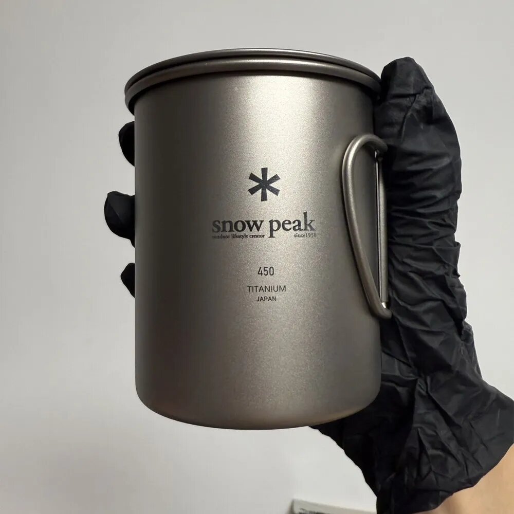 Эксклюзивная титановая кружка Snow Peak 450 мл, двустенная, серого цвета