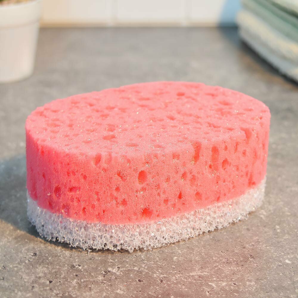 Губка банная с массажным слоем "Эмоция" 125x90x50 мм, поролон, розовая