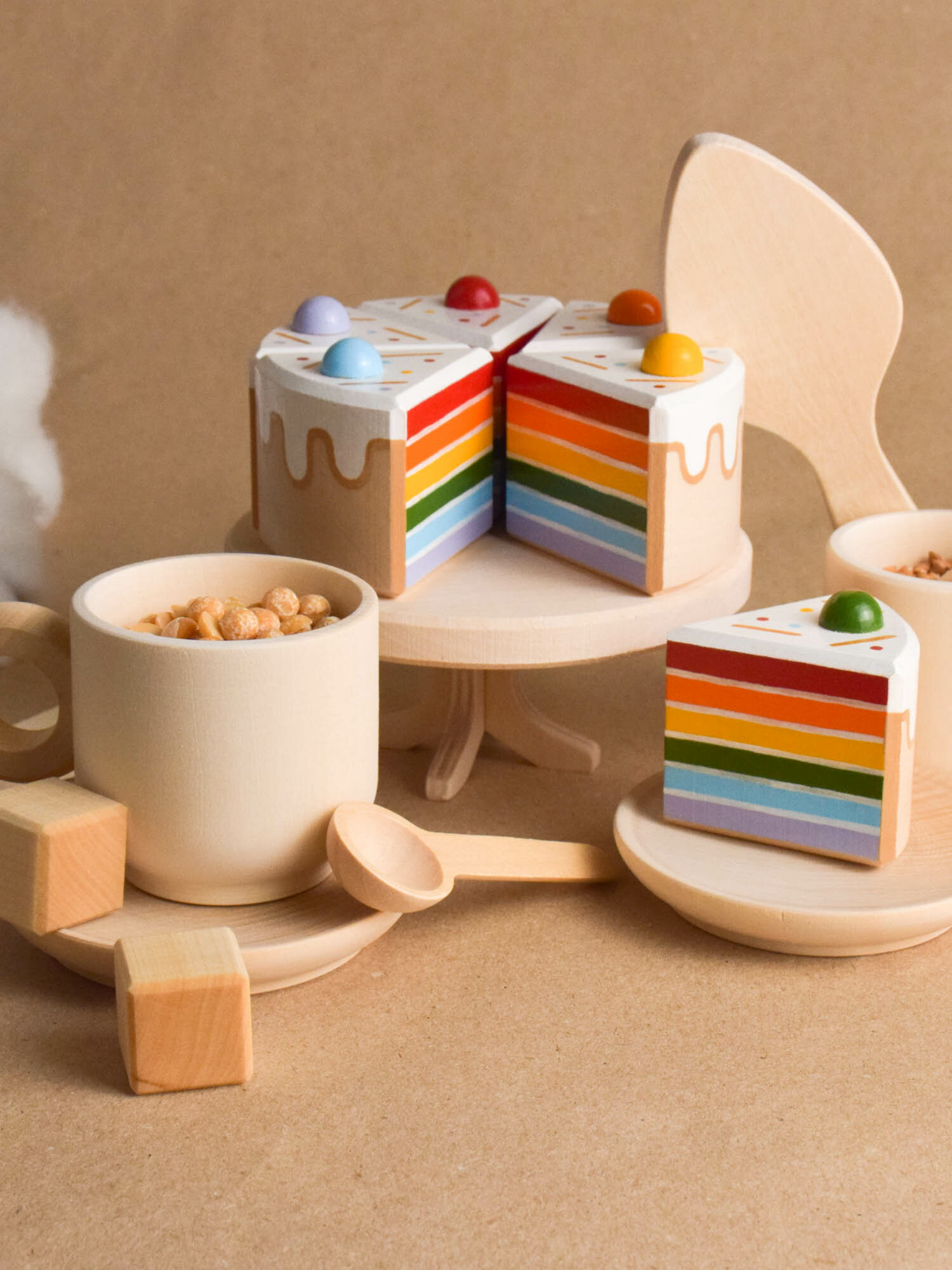 Детский Набор Игрушечная Еда Деревянный Торт для Кукол