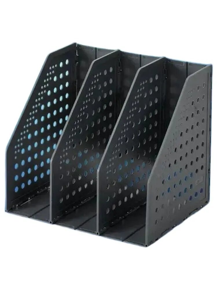 Лоток для бумаг вертикальный пластиковый темно-серый для формата А5, 3 секции