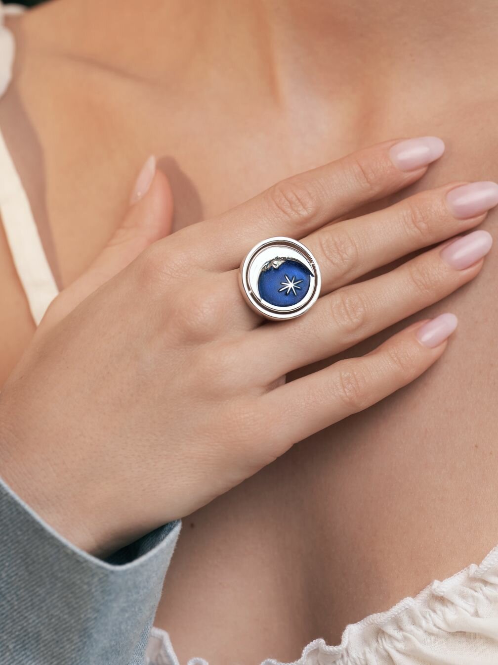 Кольцо, серебро, 925 проба, эмаль