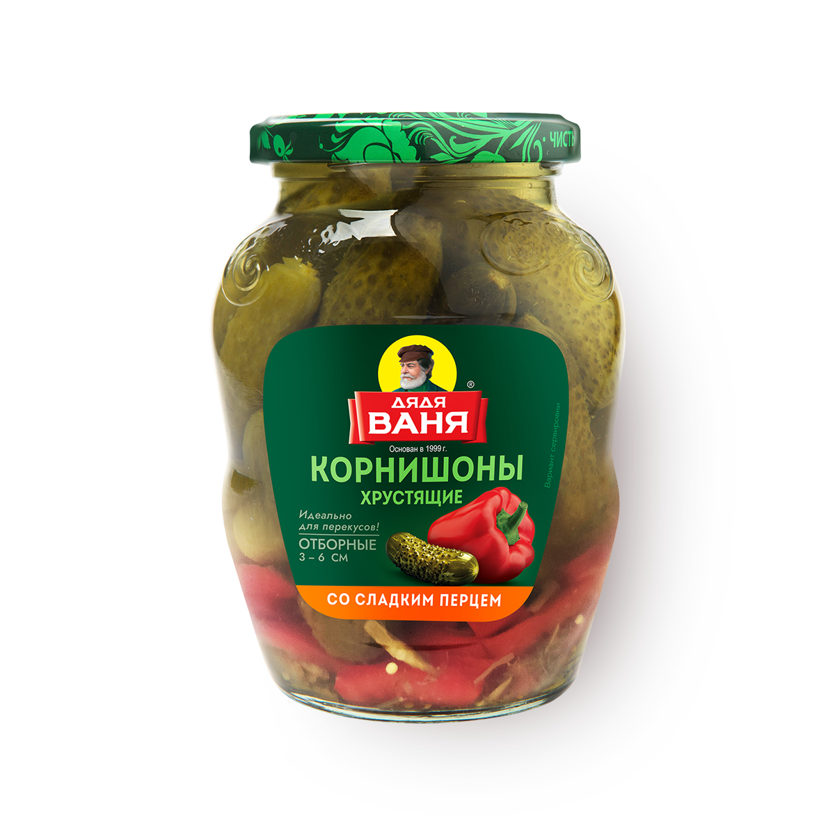 Корнишоны Дядя Ваня, со сладким перцем, в рассоле, 1 упаковка