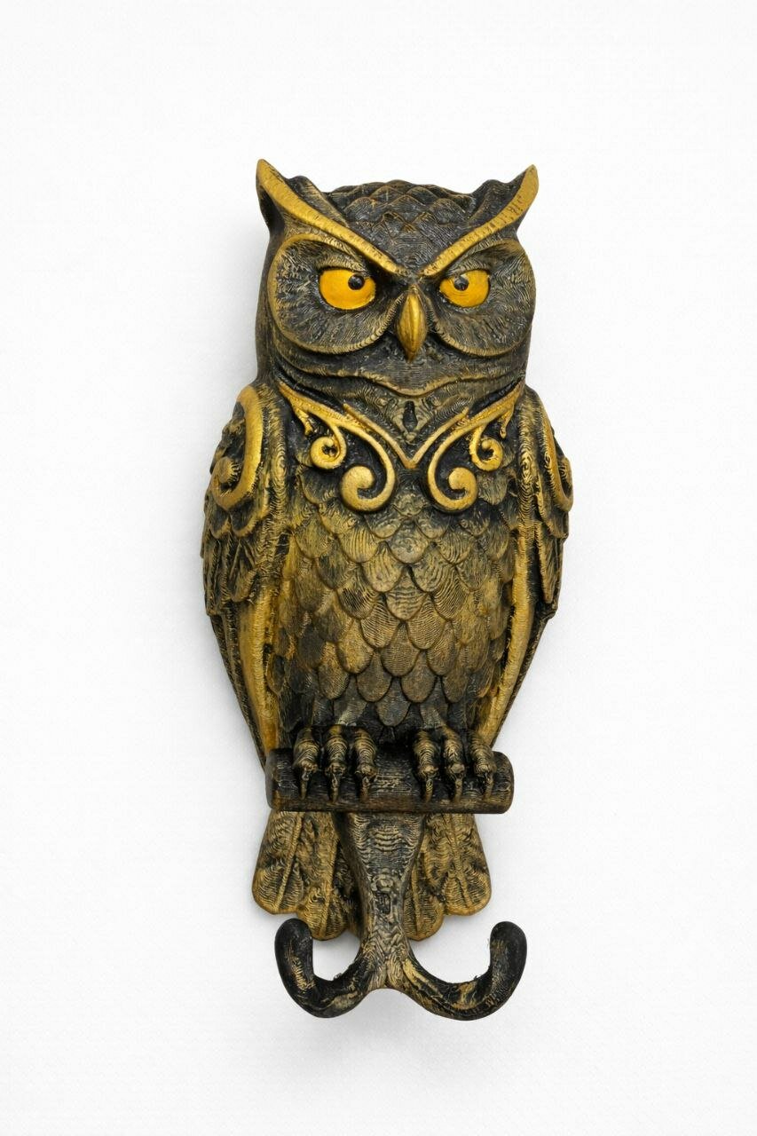 Крючок-вешалка Сова, для полотенец, декоративный, пластик, набор 2 шт.