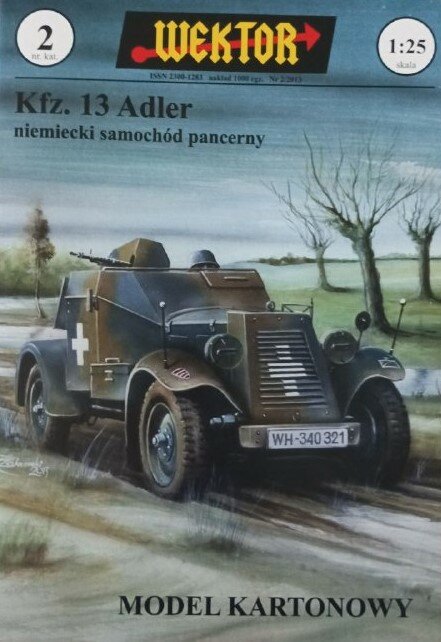 Сборная бумажная модель Бронеавтомобиль Kfz. 13 Adler - WEKTOR №2 (журнал)