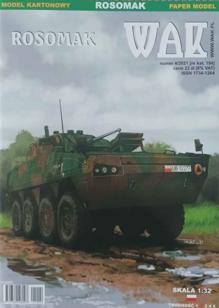 Сборная бумажная модель Бронетранспортер Rosomak - WAK №4/21 (журнал)