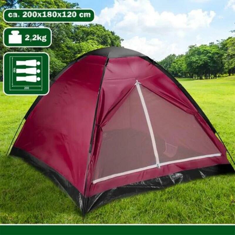 Decathlon Трехместная палатка Camp Active 200x180x120 см, бордового цвета