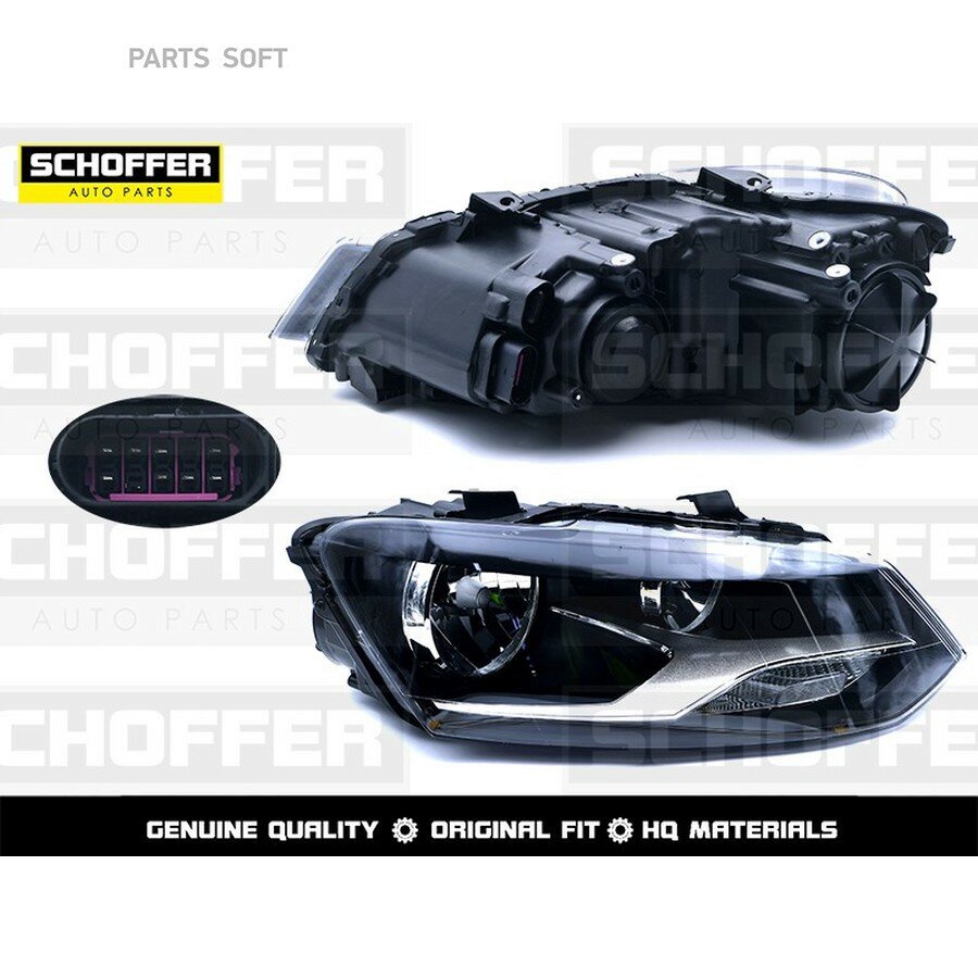 Фара правая Volkswagen Polo sedan с эл. корр. (V 2015-2020) от официального дистрибьютора, SCHOFFER, артикул SHF12005