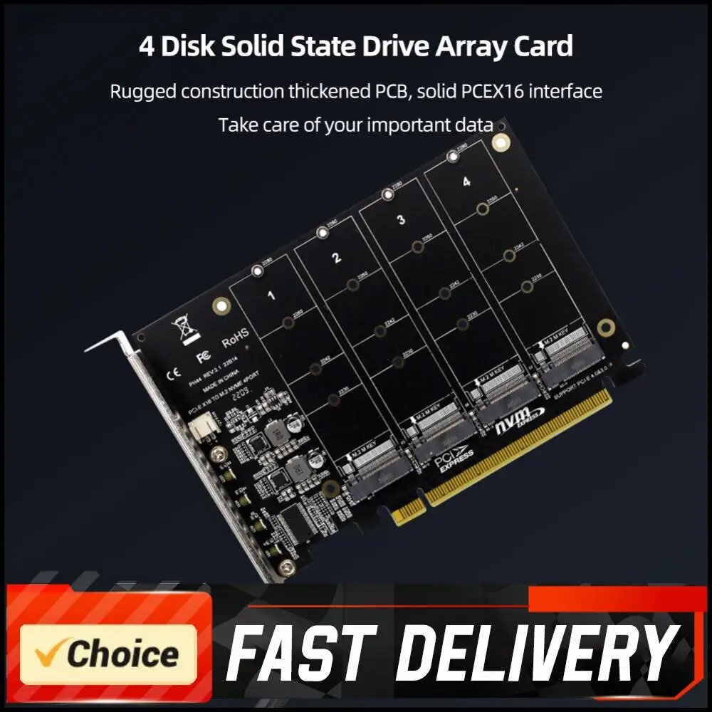 4-портовый адаптер M.2 NVME SSD для PCIe X16
