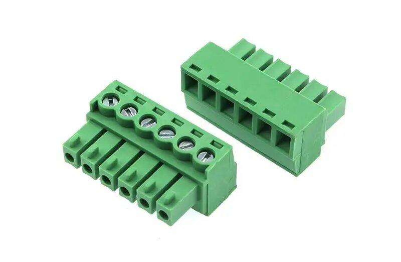 Зеленые клеммные колодки 6 Pin, 3.81 мм
