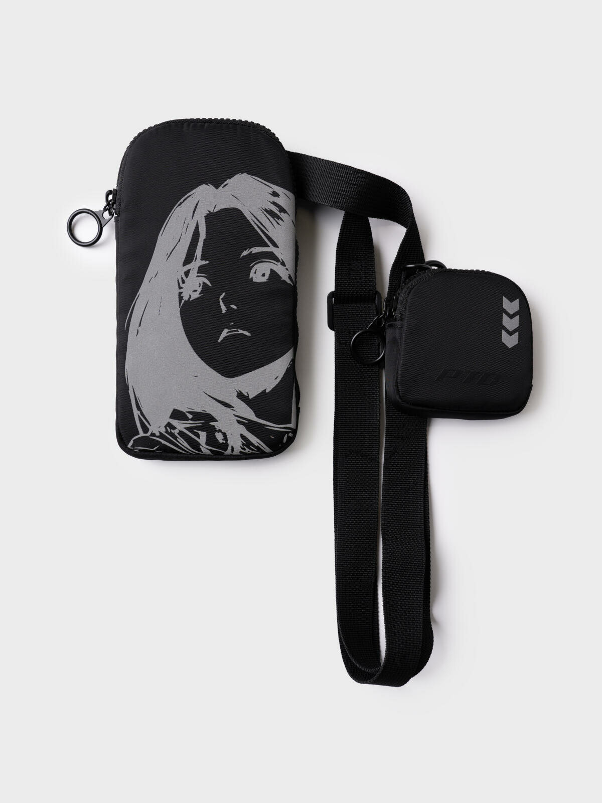 Сумка с чехлом для наушников PlayToday, размер сумка: 10*19*2 см, чехол для наушников: 8*8*1,5 см, черный