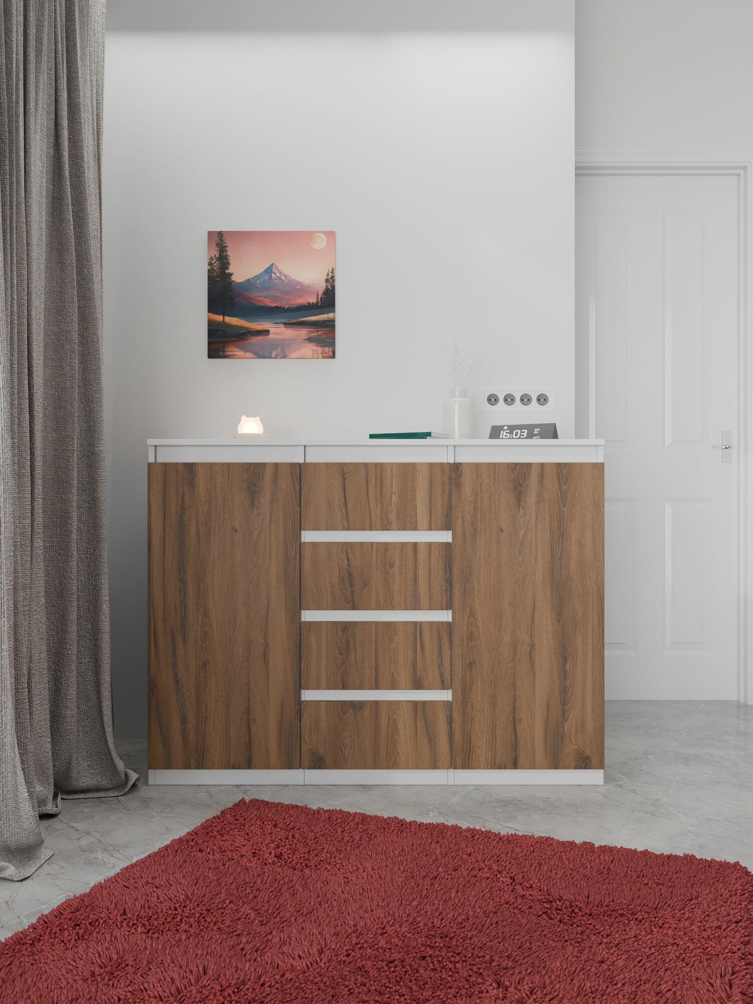 Комод для белья и одежды тоскана, 120х91х50.4 см, белый - дуб крафт табачный