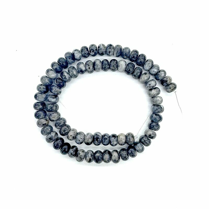 Бусины ZHUOHONG из натурального камня 5x8 мм Темно-синий, Larvikite
