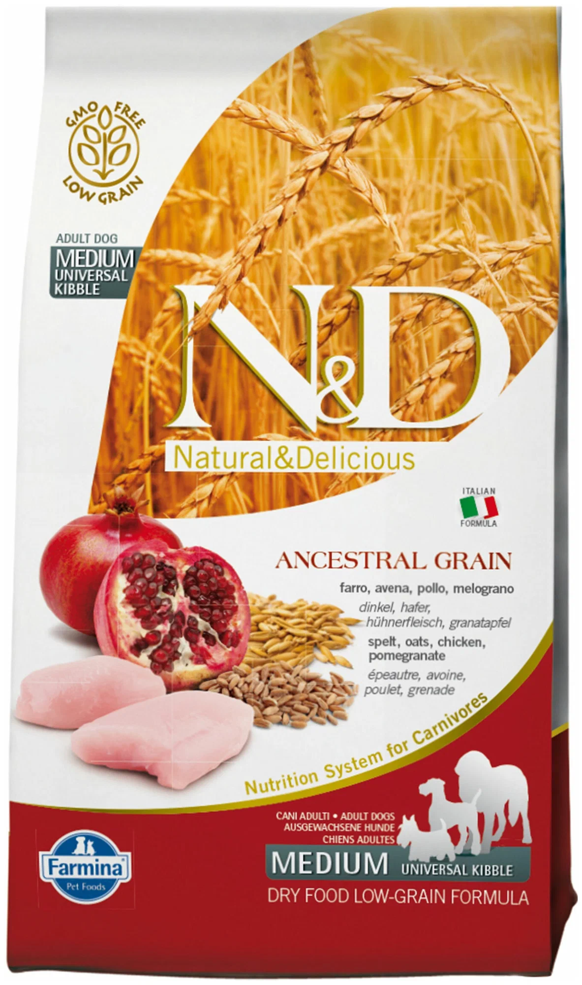 Сухой корм для собак Farmina N&D, курица, с гранатом 2.5 кг (для средних и крупных пород)