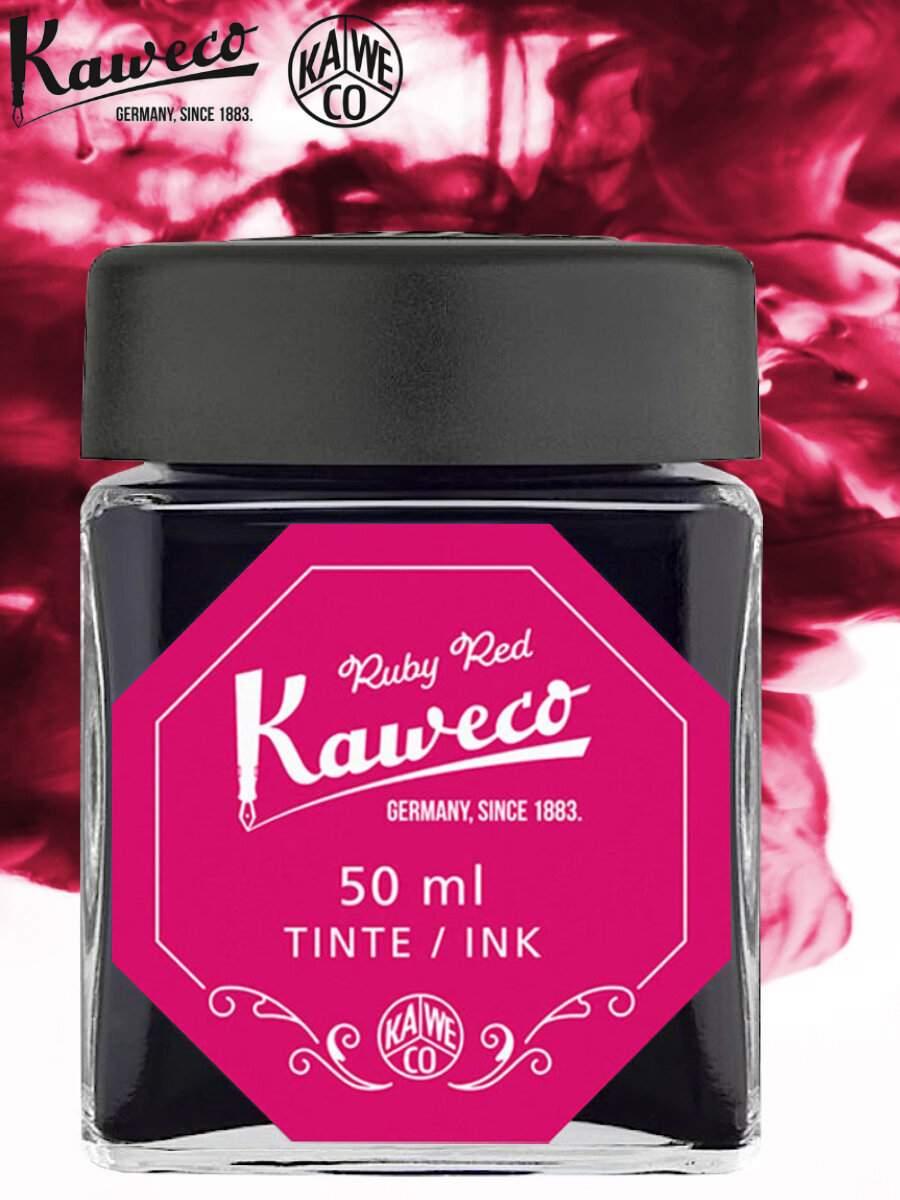 Чернила KAWECO Ruby Red для перьевой ручки, красный рубиновый цвет, флакон 50мл