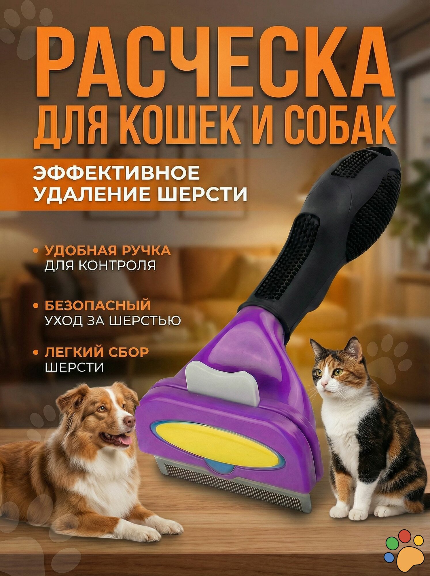 Расческа для собак и кошек, подходит для мелких и средних пород, дешеддер