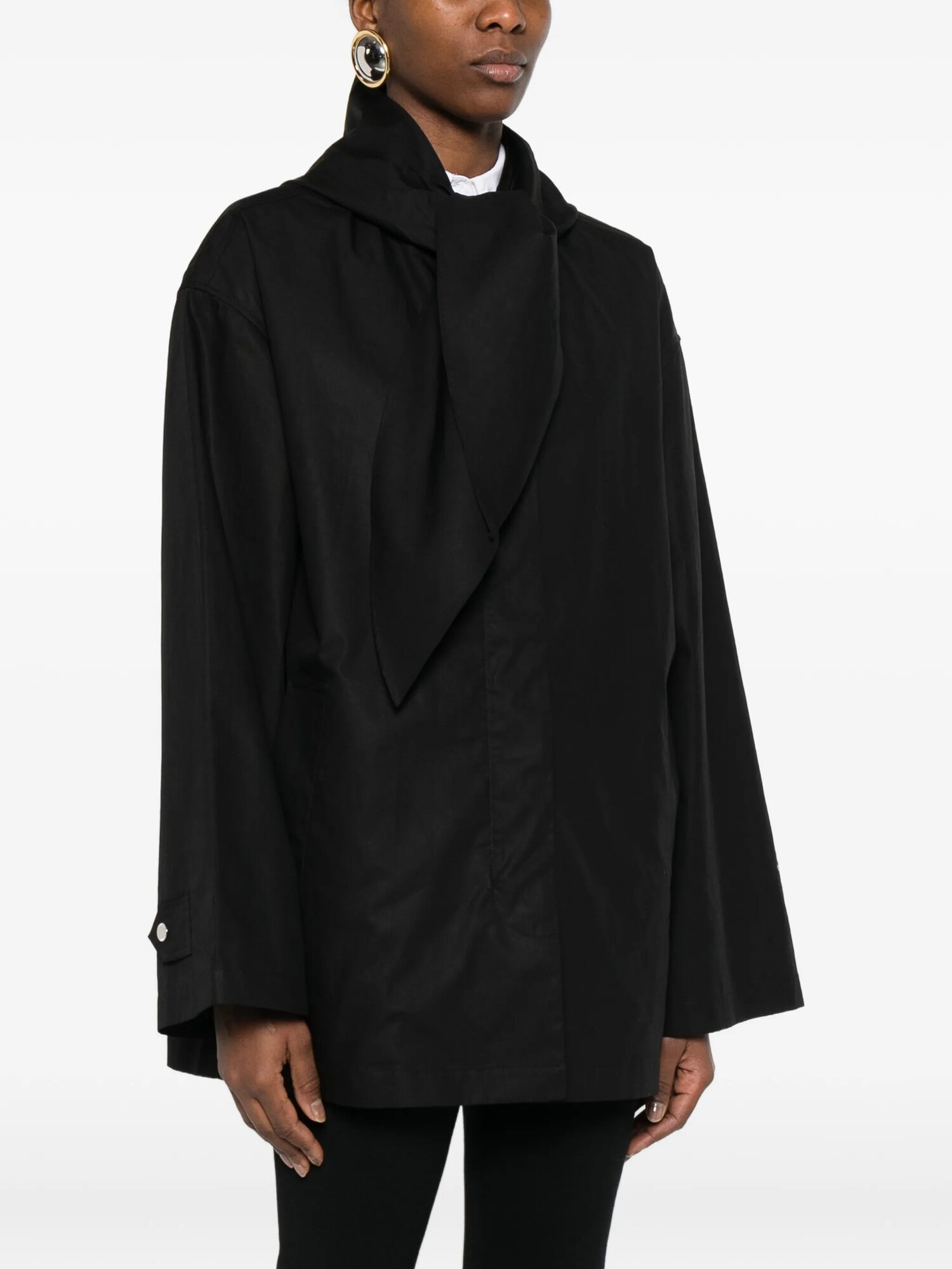 Куртка TOTEME Hooded jacket, размер 34, black/black — фото 1