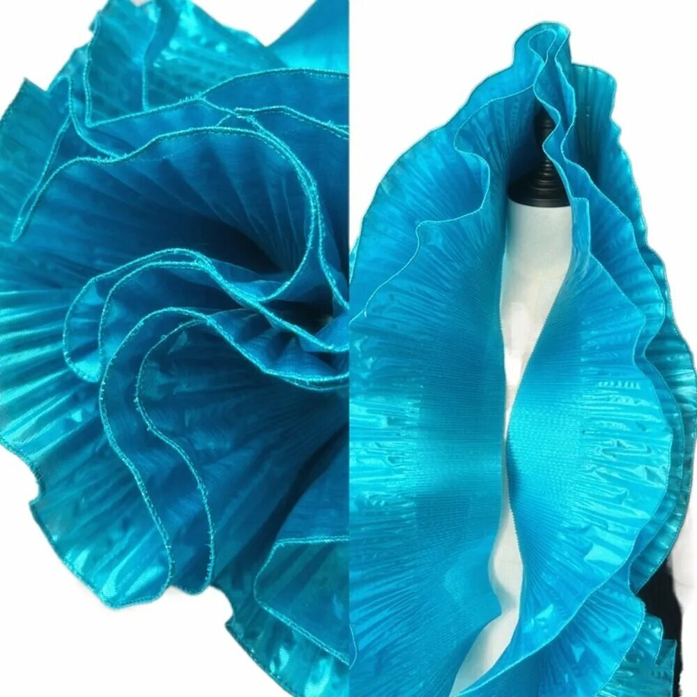 Плиссированная кружевная ткань с рюшами