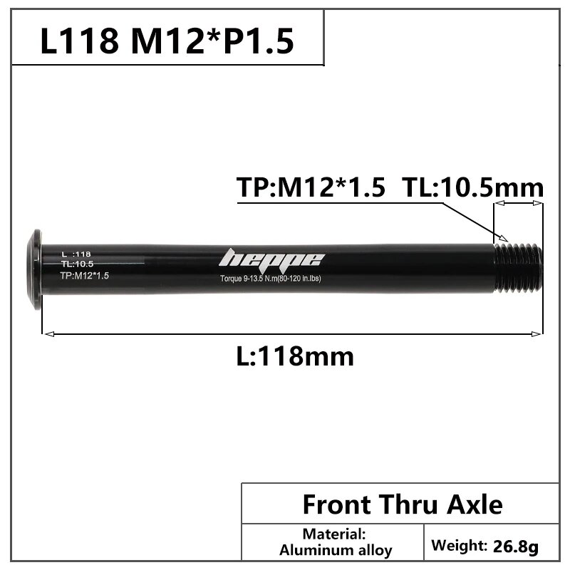 HEPPE Сквозная ось для велосипеда L118 M12x1.5 TL10.5