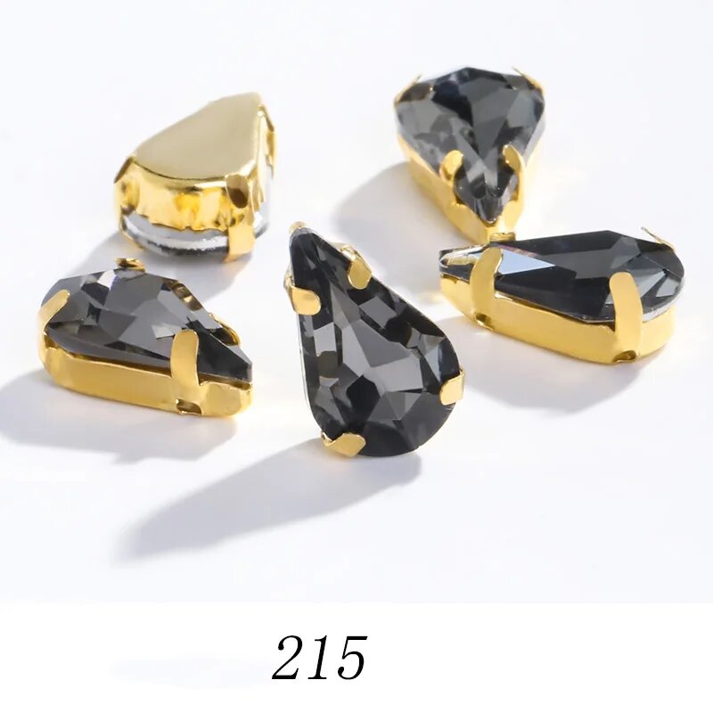 Стразы каплевидные 8x13mm, 215 Black Diamond, 20шт