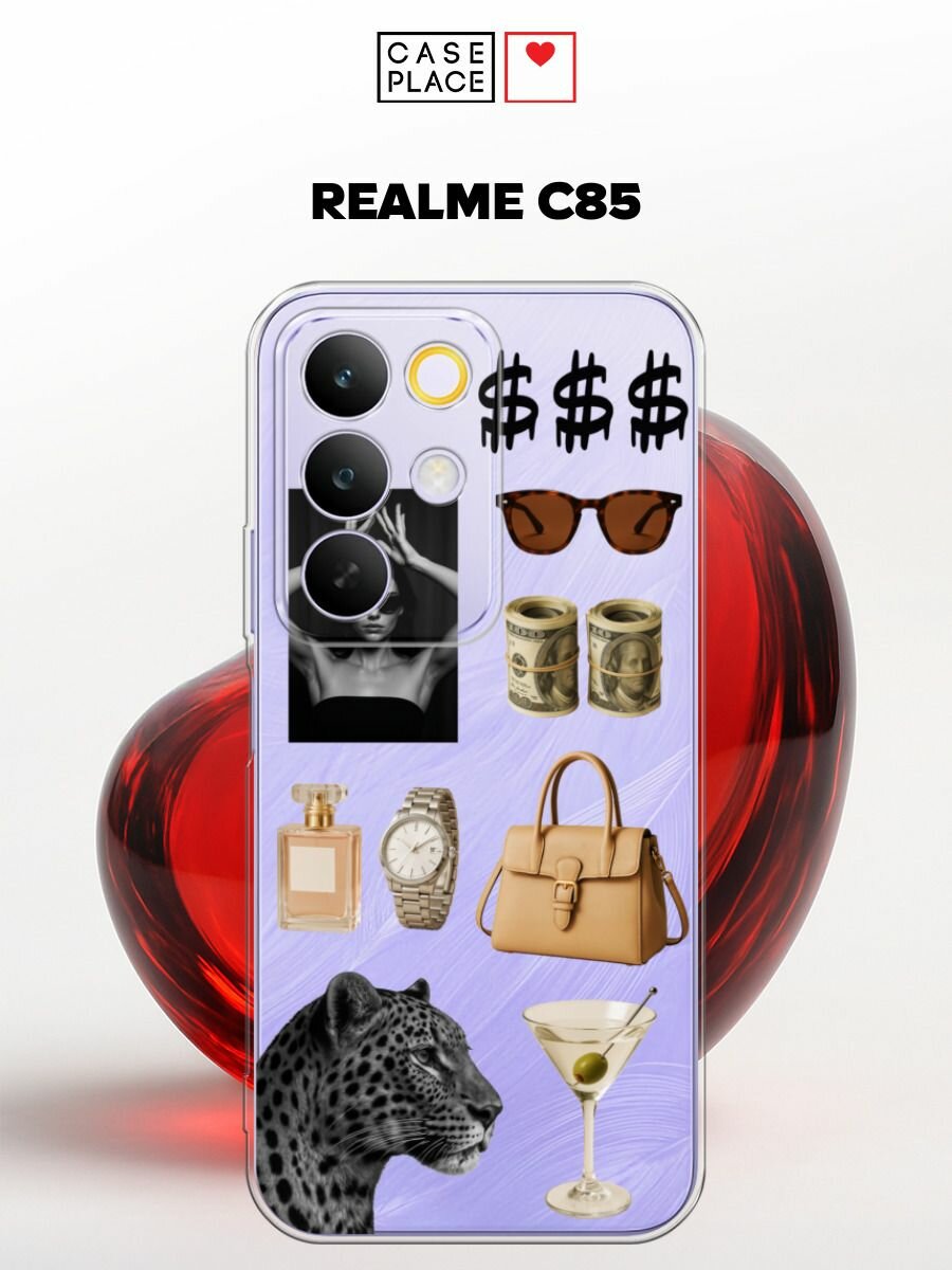 Силиконовый чехол на Realme C85 / Реалми C85 с принтом Женский коллаж