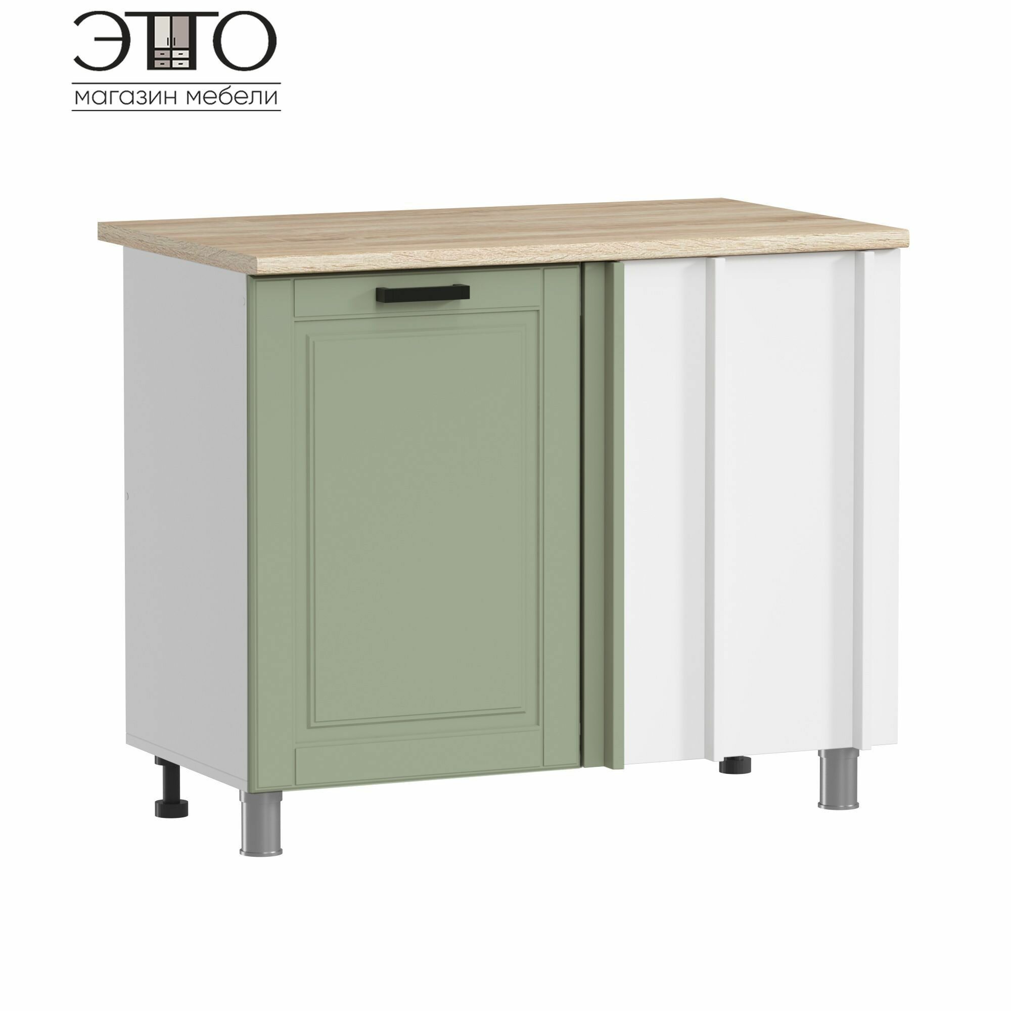 Шкаф для кухни угловой напольный без столешницы "Нордик", фисташка МДФ, 100х48х81,6 см