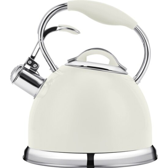 Чайник Regent Inox Linea TEA 2.5 л, со свистком, нерж. сталь, белый (78-004)