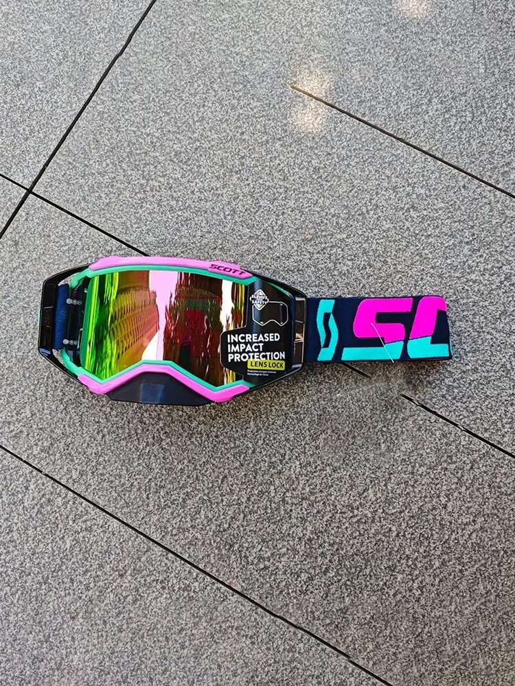 Мотоочки SCOTT, разноцветные, для бездорожья, пластик, линзы: зеркальный